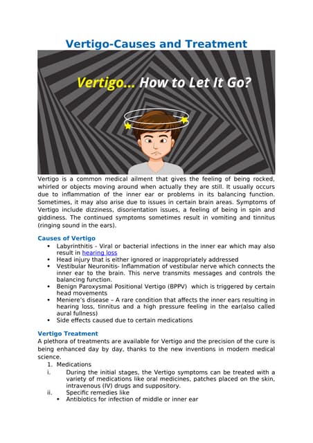 Vertigo Problems Caused by the Ear -Understanding and seeking relief | PPT