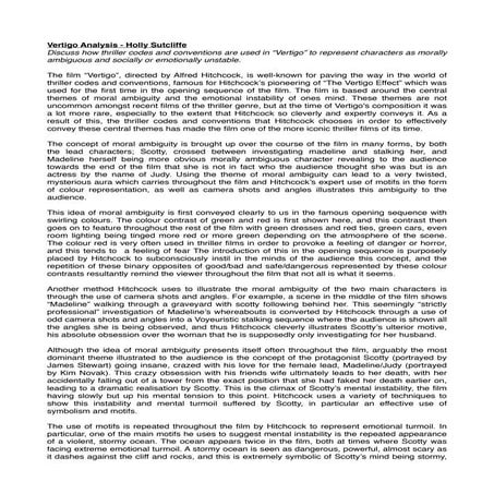 Vertigo Analysis | PDF