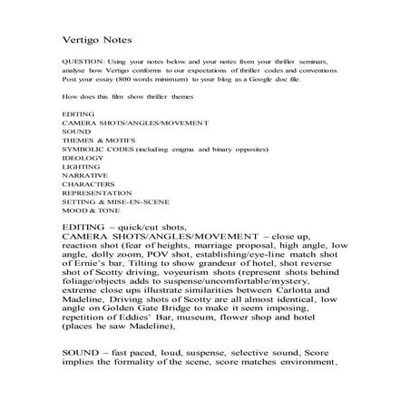 Vertigo Essay & Notes | DOCX