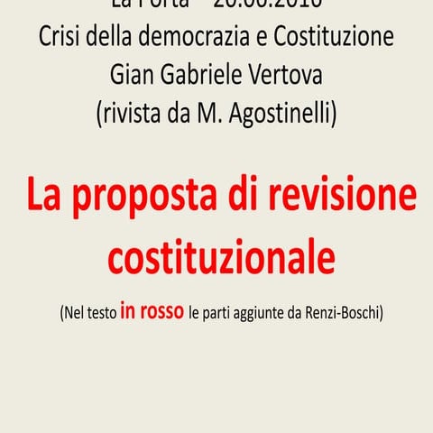 La proposta di revisione costituzionale | PPTX | Political Issues ...