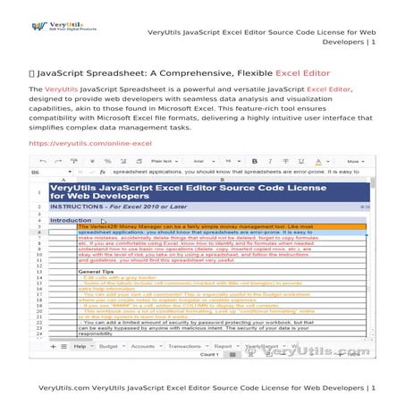 Veryutils Javascript Excel Editor Source Code License For Web Developers Pdf