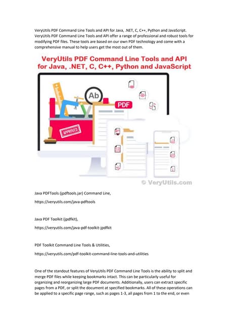 Veryutils Pdf Command Line Tools And Api For Java Docx