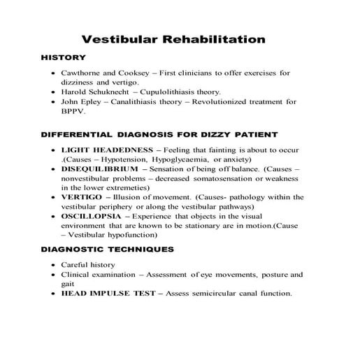 Vestibular Therapy Exercises Vestibular Rehabilitation Therapy BC