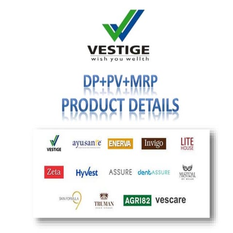 Vestige products dp+bv+pv+mrp details by (indian vestige) | PPTX
