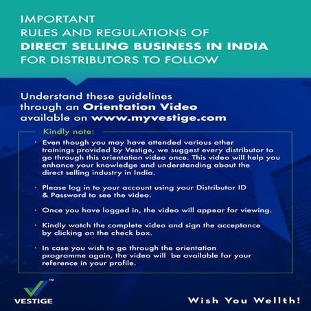 Vestige New Rules Video Orientation Page | PDF