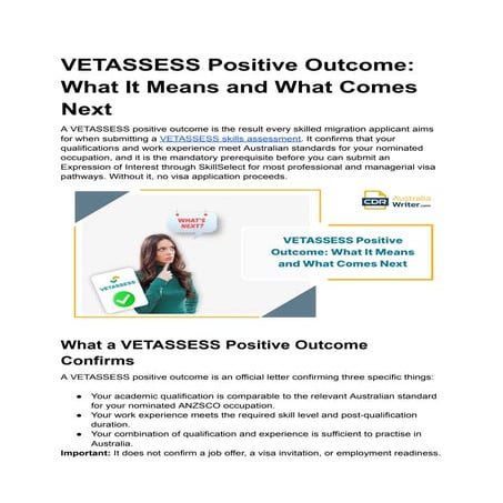 Vetassess Outcome Letter | PDF