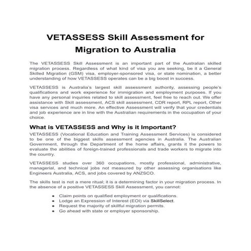 Vetassess Outcome Letter | PDF