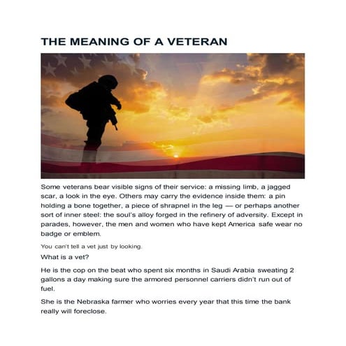THE MEANING OF A VETERAN | PDF