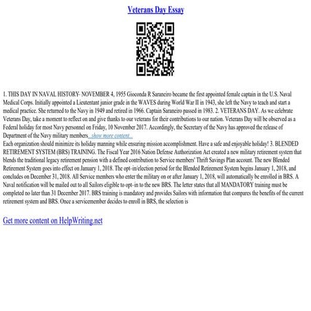Essay About Veterans | PDF