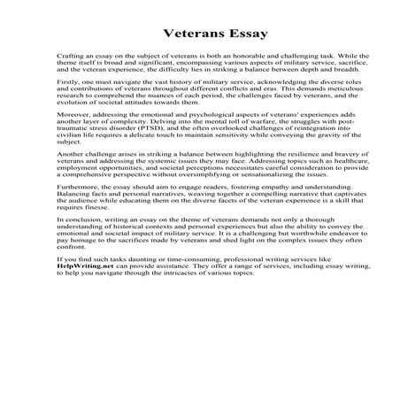 Veterans Essay. Mayville State University | PDF