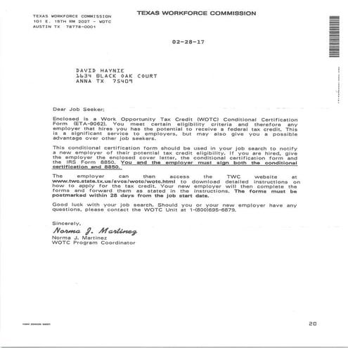 Veteran wotc certificate | PDF