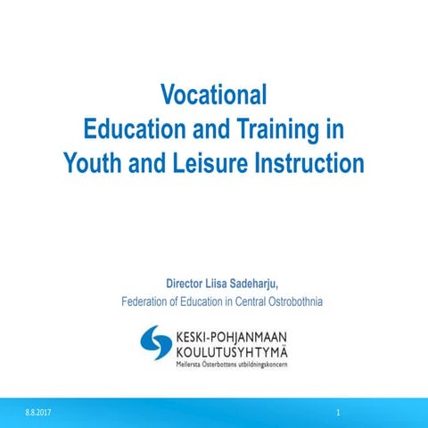 Vocational Education and Training in Youth and Leisure Instruction | PPTX