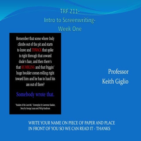WEEK ONE - INTRO LECTURE - WHAT IS A MOVIE? | PPTX