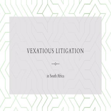 Vexatious Litigation in South African Law | PPT