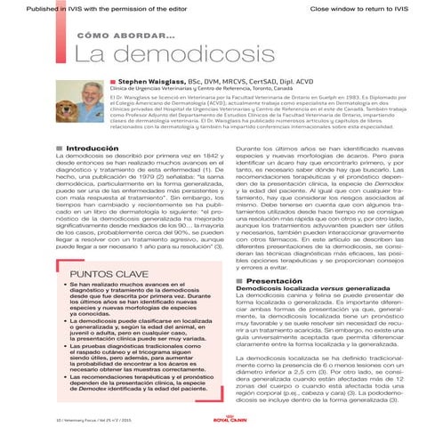 CÓMO ABORDAR... La demodicosis ␣ Stephen Waisglass | PDF