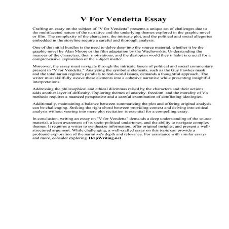 V For Vendetta Essay | PDF