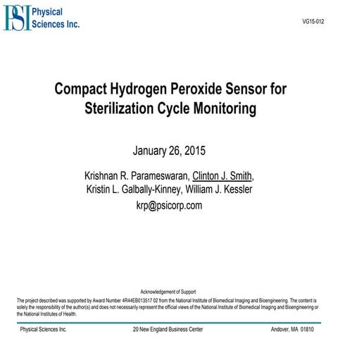Compact Hydrogen Peroxide Sensor for Sterilization Cycle Monitoring | PDF