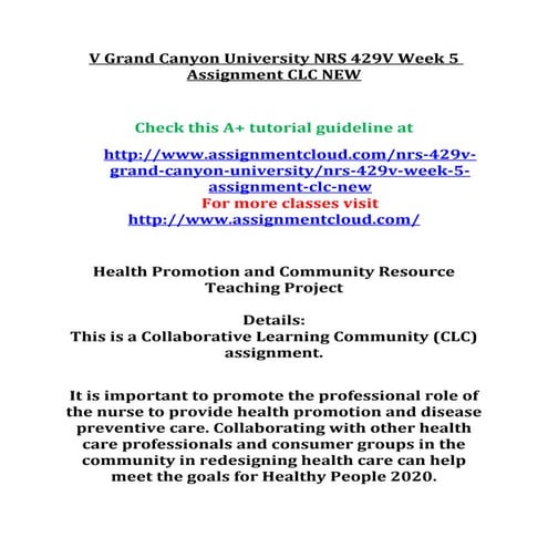 V grand canyon university nrs 429 v week 5 assignment clc new | PDF