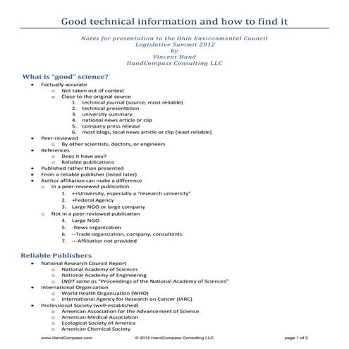 Good Technical Information and How to Find It | PDF