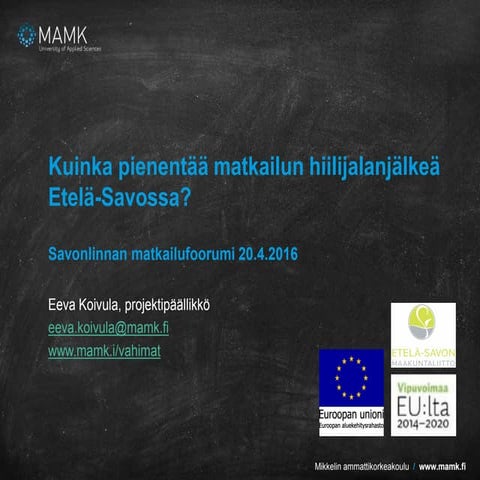 Kuinka pienentää matkailun hiilijalanjälkeä Etelä-Savossa? | PDF