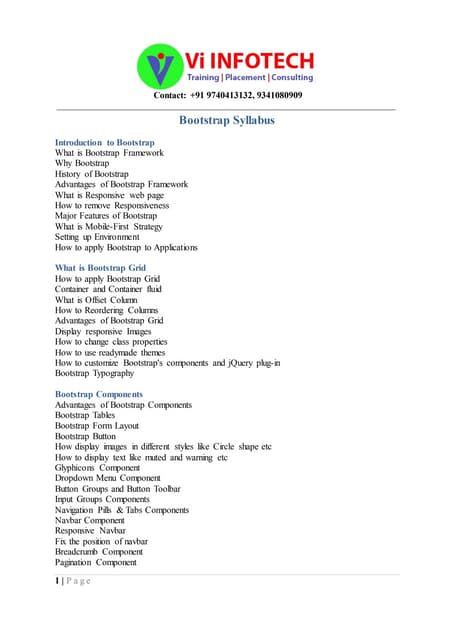 Vi Infotech Bootstrap Syllabus Pdf 6748