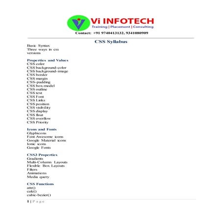 Vi INFOTECH css-syllabus | DOCX
