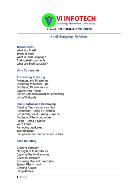 Vi Infotech Shell Scriptingsyllabus Pdf