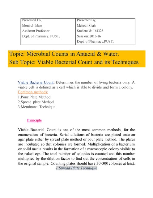Bacterial Cells Enumeration | PPTX