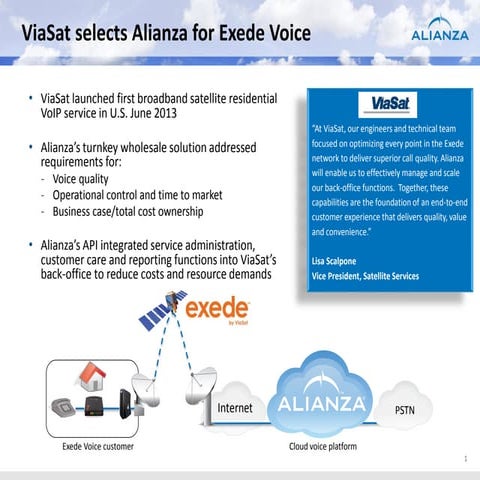 ViaSat Selects Alianza for Exede Voice | PPT