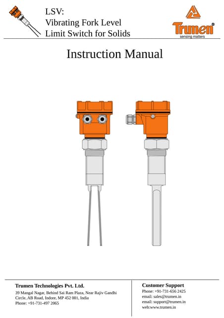 Vibrating Fork Level Limit Switch For Solids Pdf Home Appliances Home And Garden