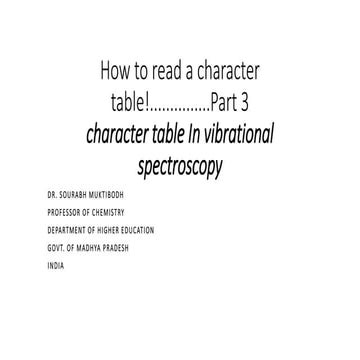 character table in vibrational spectroscopy | PPTX