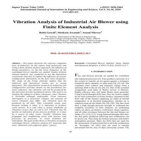 Vibration analysis of industrial air blower using | PDF