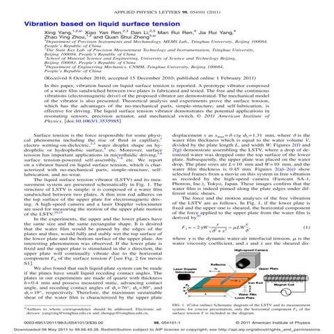 Vibration based on liquid surface tension | PDF