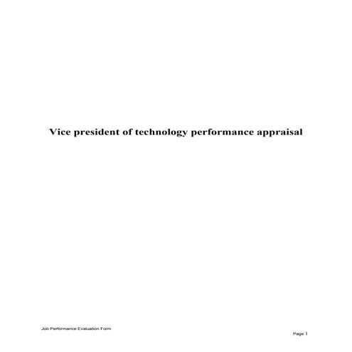 Vice president of technology performance appraisal | PDF