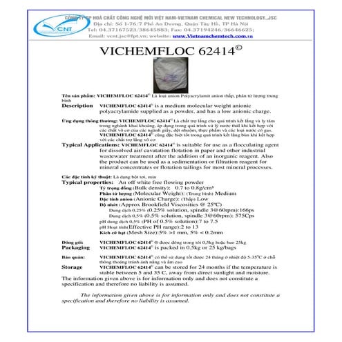 Vichemfloc 62414 vcnt-cn-25kg | PDF