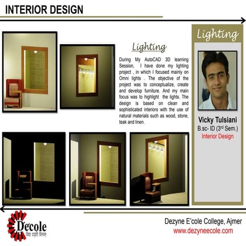 Vicky tulsiani lighting assignment On Autocad 3D | PPTX