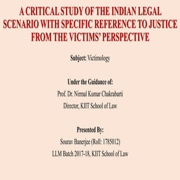 A CRITICAL STUDY OF THE INDIAN LEGAL SCENARIO WITH SPECIFIC REFERENCE ...