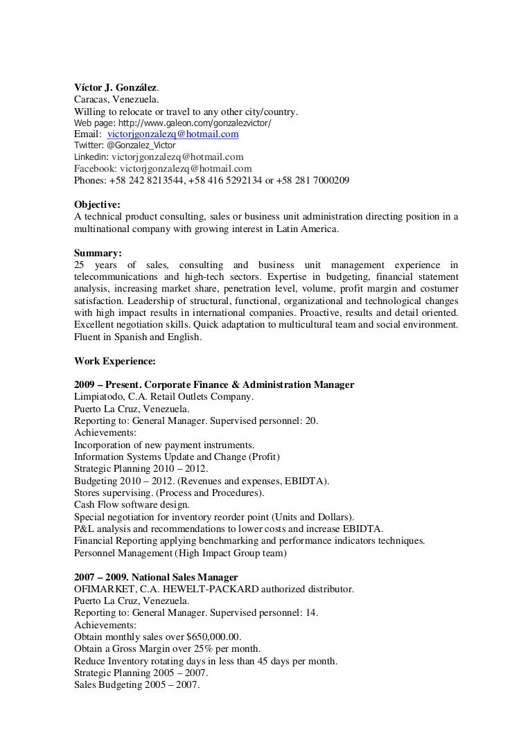Victor Gonzalez´s resume
