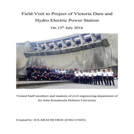field visit to Victoria dam | PDF