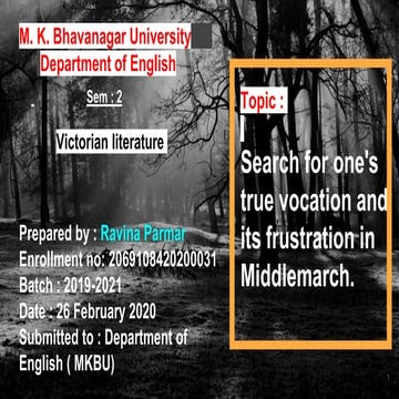 Search for one's true Vocation and its frustration in Middlemarch ...