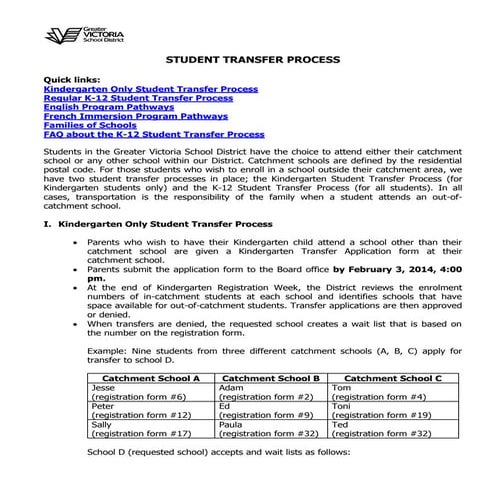 Victoria school district-student transferprocess | PDF