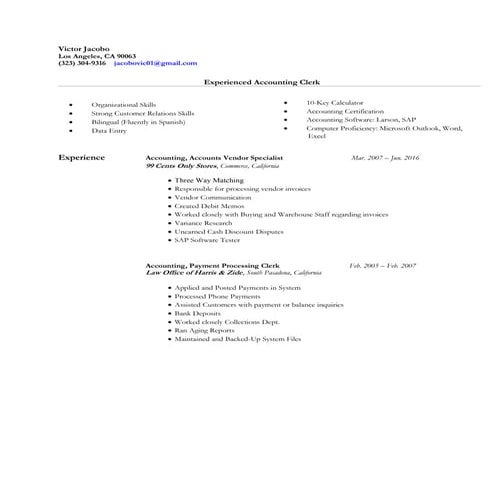 Victor jacobo resume | PDF | Business Accounting & Finance | Business