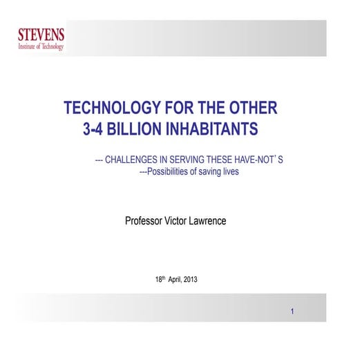 Victor Lawrence talk at video conference lecture April 19th 2013 | PDF