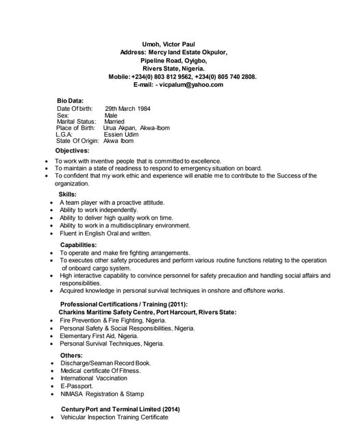 FPSO SAFETY CV | DOCX