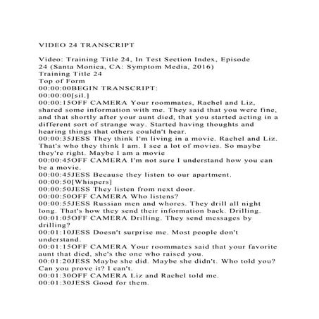 VIDEO 24 TRANSCRIPTVideo Training Title 24, In Test Section I.docx ...