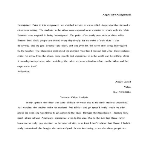 Angry Eye Video Assignment | DOCX
