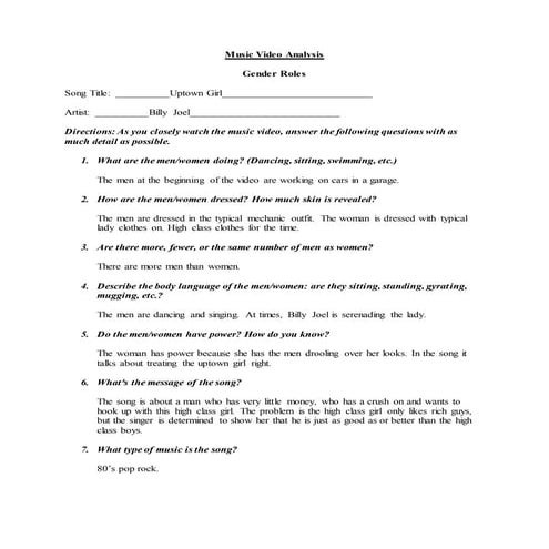 Video analysis worksheet | DOCX