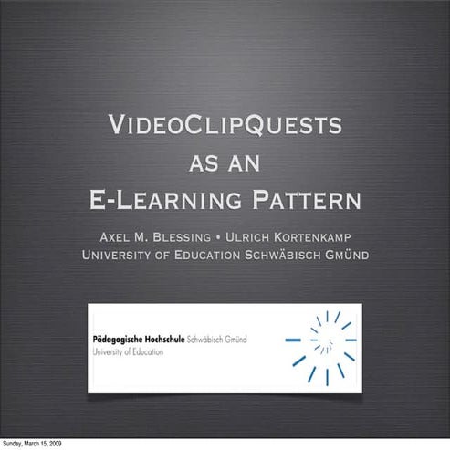 Video Clip Quests As An E Learning Pattern | KEY