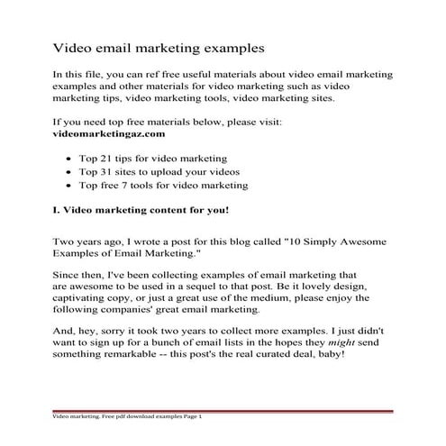 Video email marketing examples | DOC