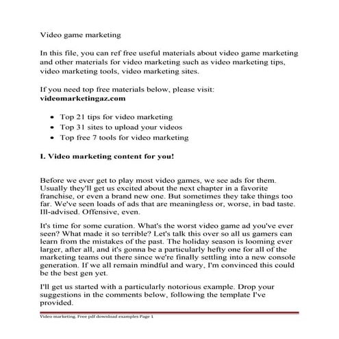 Video game marketing | PDF